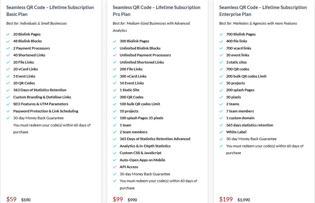 Seamless QR Code Lifetime Deal: QR Code Generator